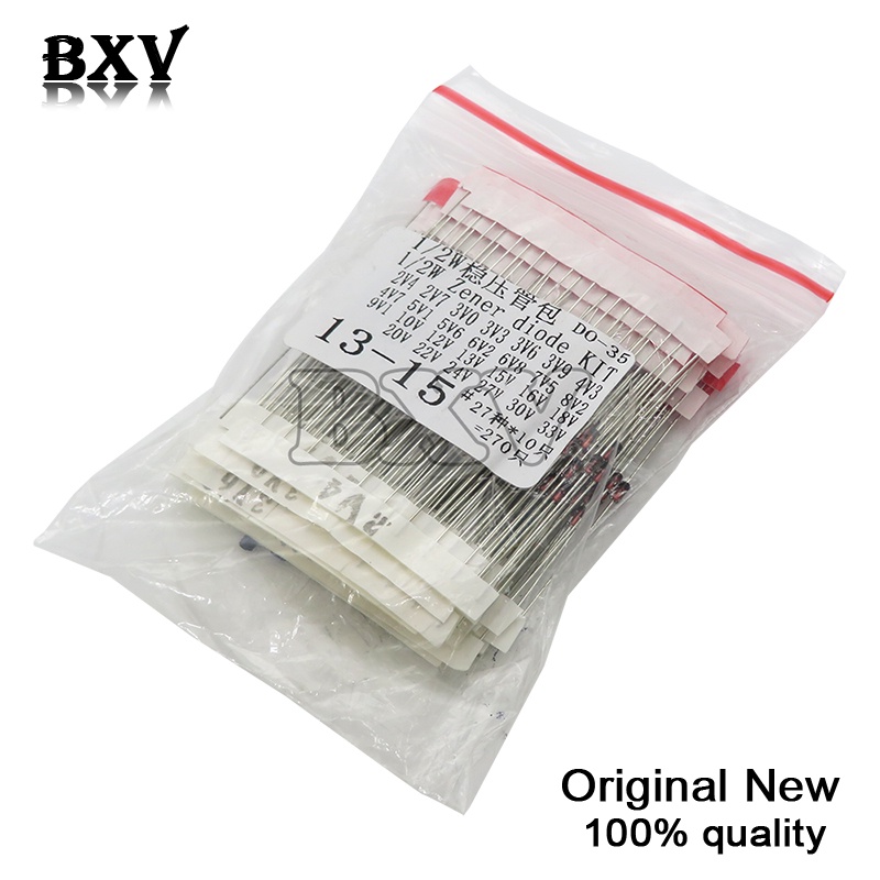 ชุดซีเนอร์ไดโอด 0.5W 1/2W 2V4-33V 12V 18V 5V1 5V6 3V3 3V6 4V3 4V7 6V2 6V8 7V5 20V 22V 270 ชิ้น ...