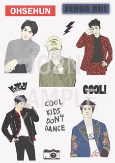 SEHUN Sticker fanart & postcard สติ๊กเกอร์ แฟนอาร์ต โปสการ์ด เซฮุน ...