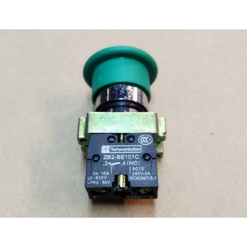 Pushbutton หัวเห็ด ปุ่มกดสวิตช์ 22มิล XB2-BC31 XB2-BC42 10A 600Vสีเขียว ...