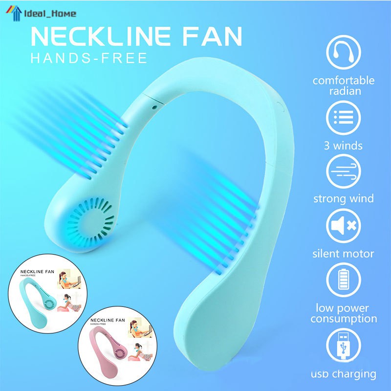 USB Portable Hanging Neck Fan 2 in 1 Air Cooler Mini Electric Air ...