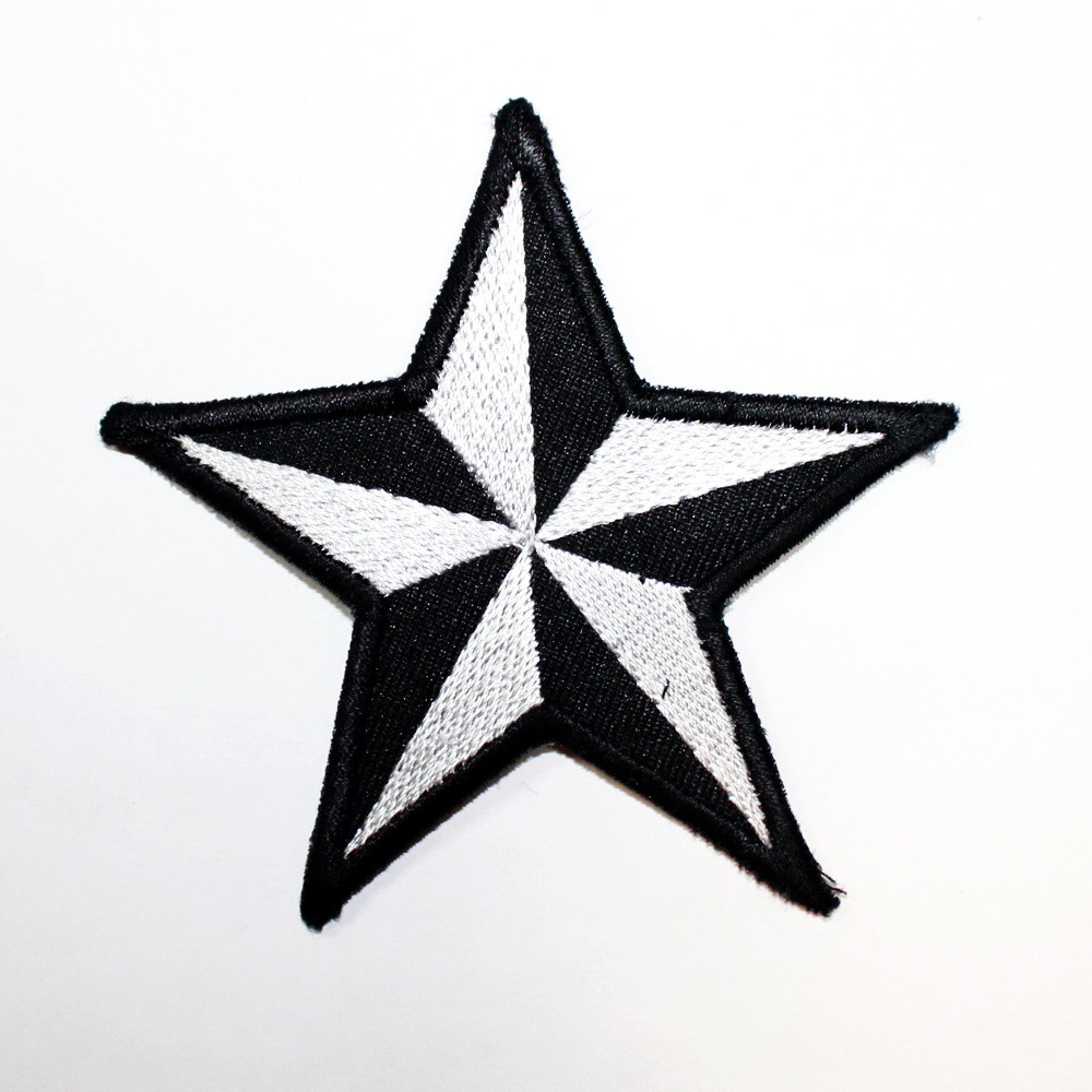 ตัวรีดติดเสื้อ ลาย ดาว สีขาวดำ Volcom Rock Star Patch งานปักตกแต่ง WOP DIY ตัวรีด ตกแต่ง เสื้อ ...