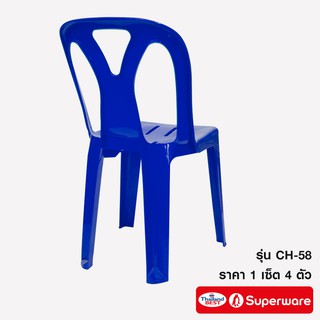 Srithai Superware เก้าอี้พลาสติก มีพนักพิงรุ่น ที่นั่ง สำหรับ สนาม นั่งเล่น วัด ห้องประชุม โต๊ะ ...