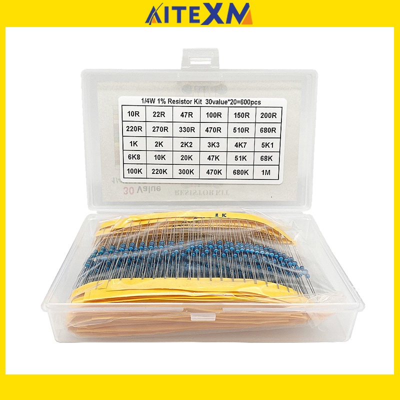 ตัวต้านทาน 600 ชิ้น Resistor 1/4W 1% แพ็ครวม 30 ค่า ค่าละ 20 ชิ้น รวมเป็น 600 ชิ้น | Shopee Thailand