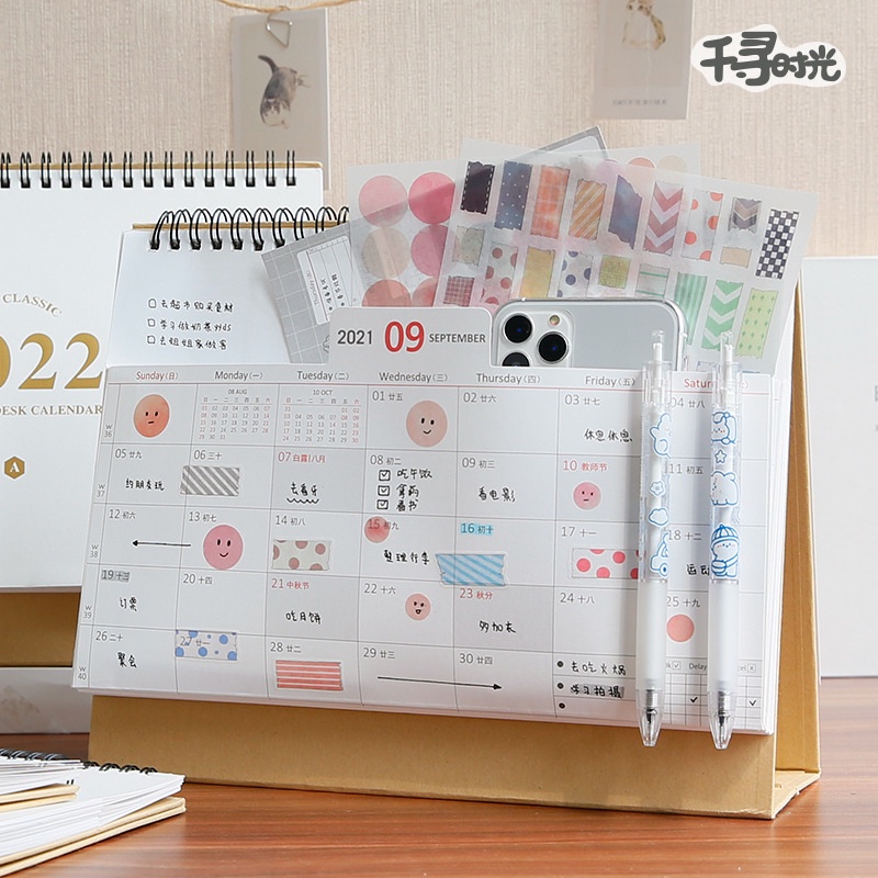 QIANXUN 2022 TABLE CALENDAR 千时光简约เจนเทิลลิสต์โต๊ะสอบเย็น DAILY SCHEDULE ...