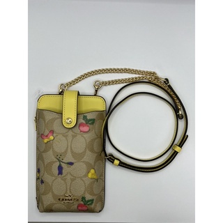 Coach Phone Bag Crossbody สีเหลือง ขนาด 7*4*1.5 นิ้ว สายปรับความยาวได้ ...