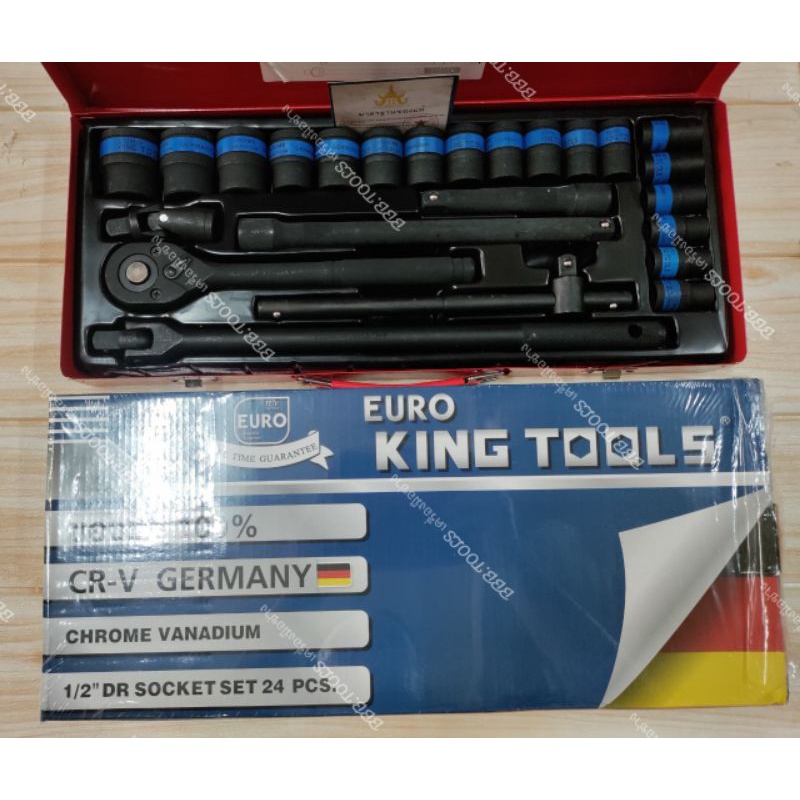 ชุดบล็อก Euro King tool 4 หุน 24 ชิ้น แบบ 12 เหลี่ยม | Shopee Thailand
