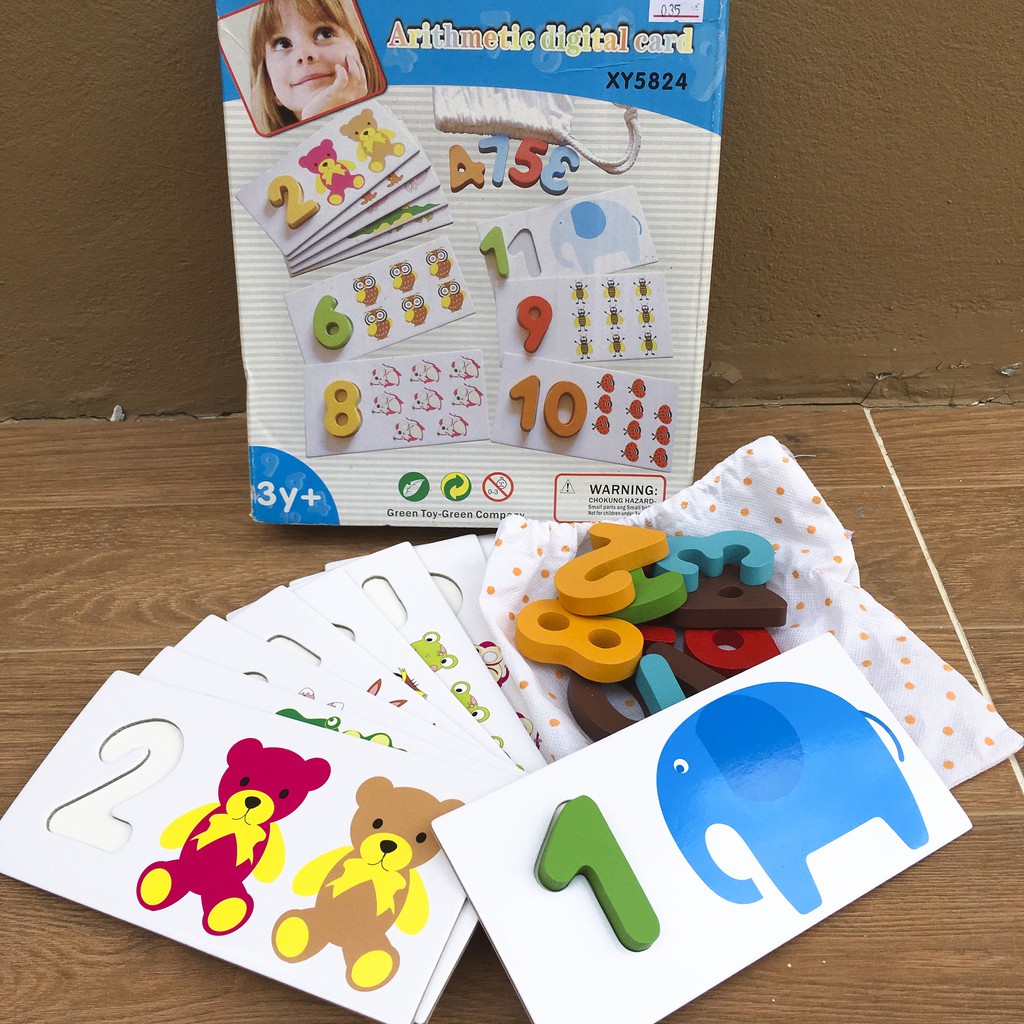 Arithmetic Digital Card บัตรภาพตัวเลขพร้อมตัวอักษรไม้ 1-10 ของเล่นเสริม ...