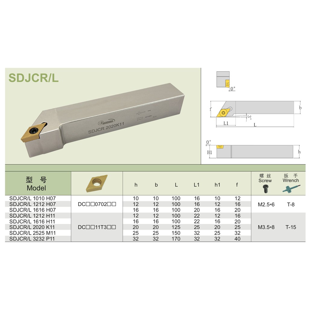 ด้ามมีดกลึง ใส่เม็ด D11 (ตราหัวเสือ) Hanshiba SDJCR/L | Shopee Thailand