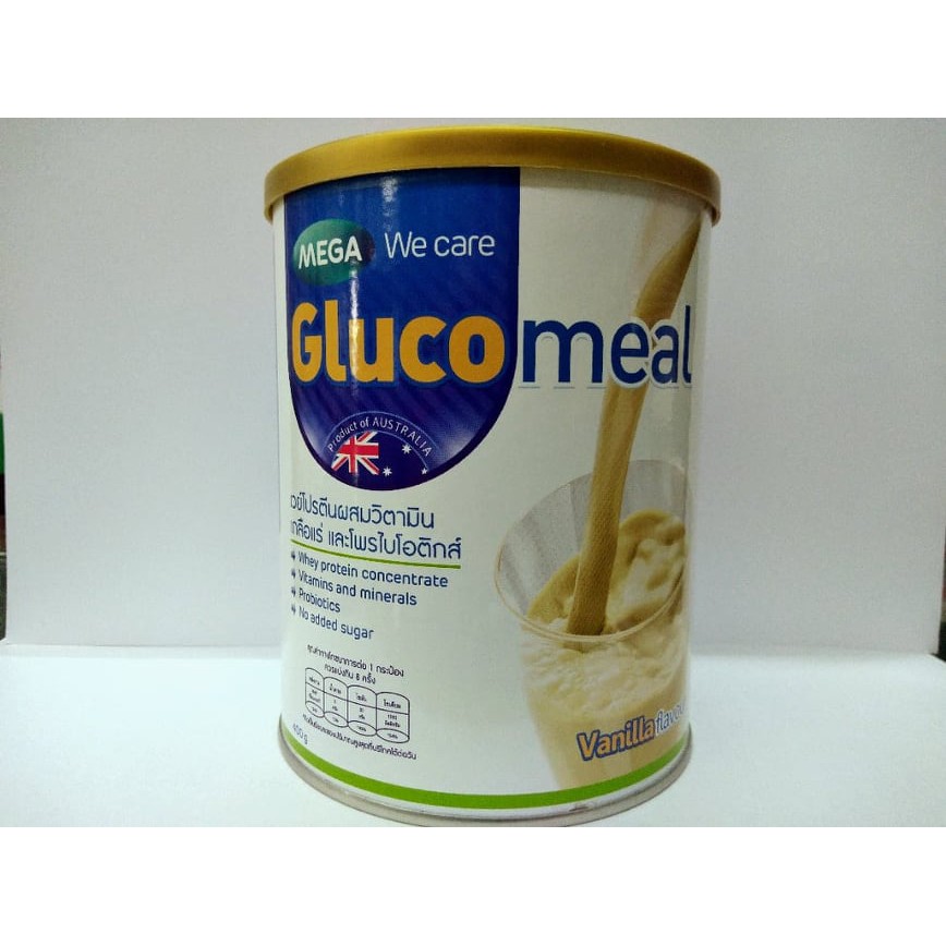 Mega We care Glucomeal 400g เวย์โปรตีนผสมวิตามิน เกลือแร่ และโพรไบโอติ ...