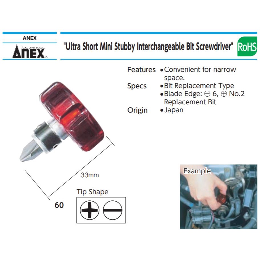 ANEX Japan ไขควงเล็ก ไขควงสั้น ไขควงจิ๋ว mini screwdriver ไขควงมินิ ...