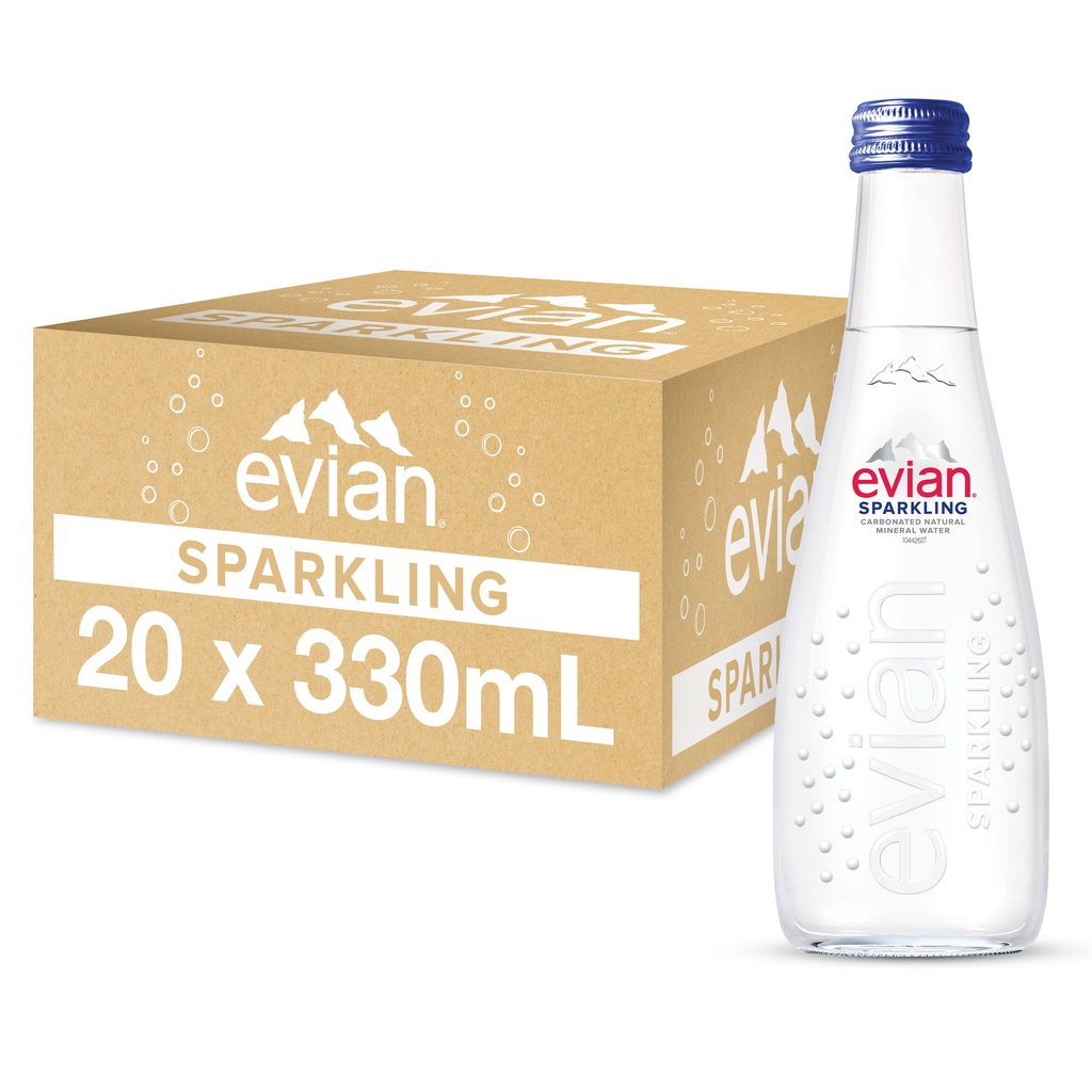 📌ส่งฟรี🌟พร้อมส่ง🌟Evian Sparkling Carbonated Natural Mineral 330ml. 20 bottles น้ำแร่ Evian ...