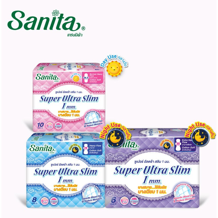 Sanita Super Ultra Slim 1mm / แซนนิต้า ซูเปอร์ อัลตร้าสลิม บาง 1มม. ซึม ...