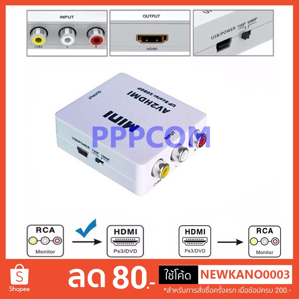 HD VIDEO CONVERTOR ตัวแปลงสัญญาณจาก port AV เอชดีเอ็มไอ | Shopee Thailand