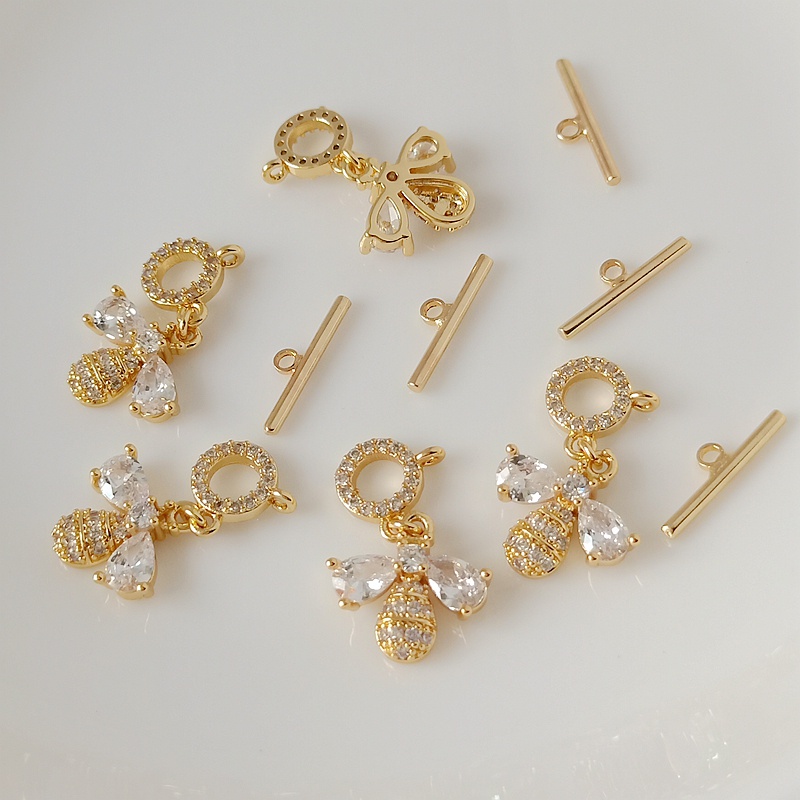 หัวเข็มขัด OT ฝังเพทาย สีทอง 14k สําหรับเชื่อมต่อสร้อยคอ สร้อยข้อมือ DIY | Shopee Thailand