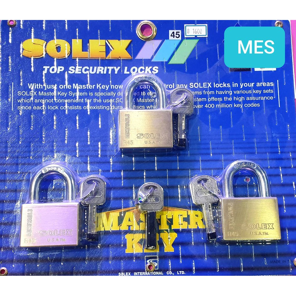 กุญแจทองเหลือง SOLEX Master Key ขนาด 45 มม. 3 ตัว/ชุด | Shopee Thailand