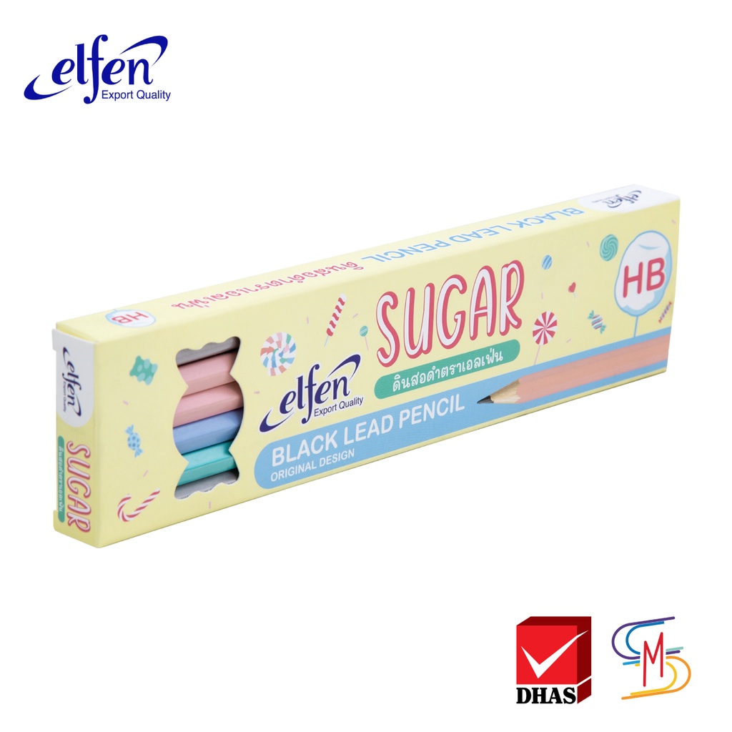 Elfen เอลเฟ่น ดินสอ ดินสอดำ HB ชูการ์ (12 แท่ง/กล่อง) | Shopee Thailand