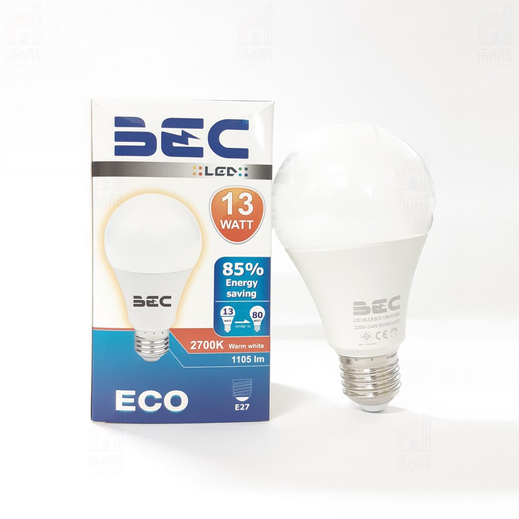BEC LED Bulb หลอดไฟ 12W , 13W , 14W รุ่น ECO แสงวอร์มไวท์ | Shopee Thailand