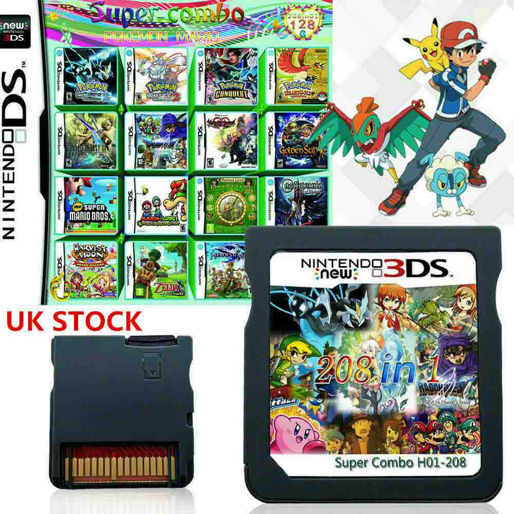 208 in 1 Game Card Cartridge Multicart for Nintendo DS NDS NDSL NDSi 2DS 3DS | Shopee Thailand