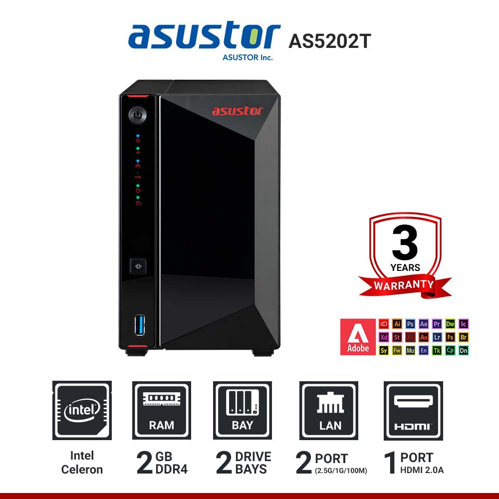Asustor Nimbustor 2 AS5202T 2-BAY Nas | Shopee Thailand