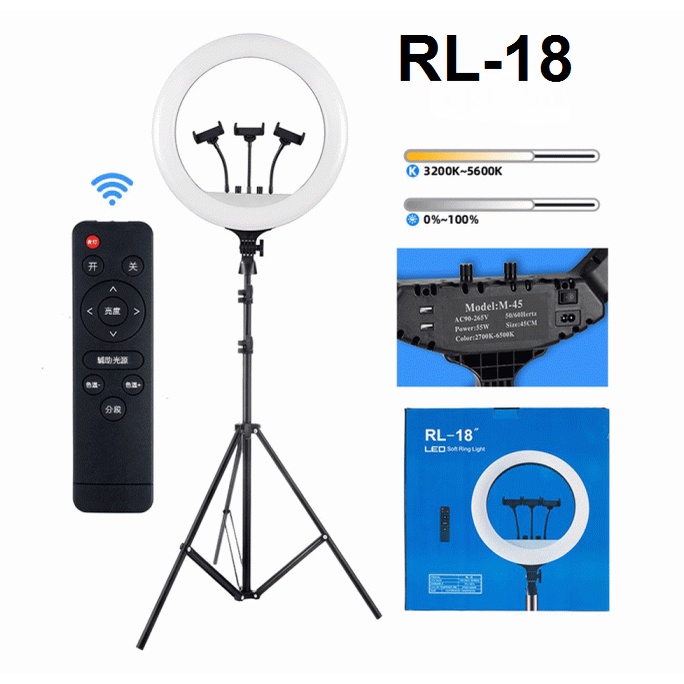 Ring Light LED 18นิ้ว RL-18 ปรับสีส้มขาวและความแรงแสงตามการใช้งาน ...