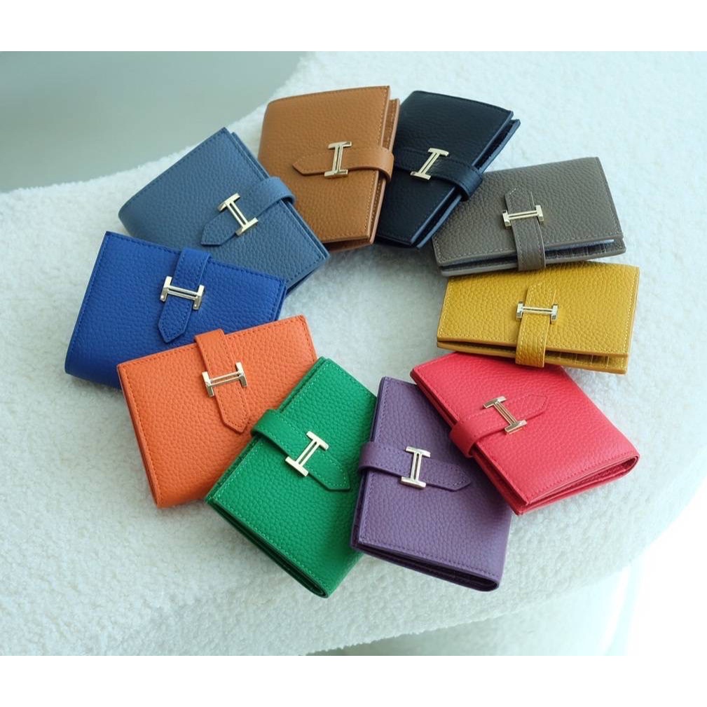 กระเป๋าสตางค์ใบสั้น H wallet หนังแท้ 100% หนังลายtogo | Shopee Thailand