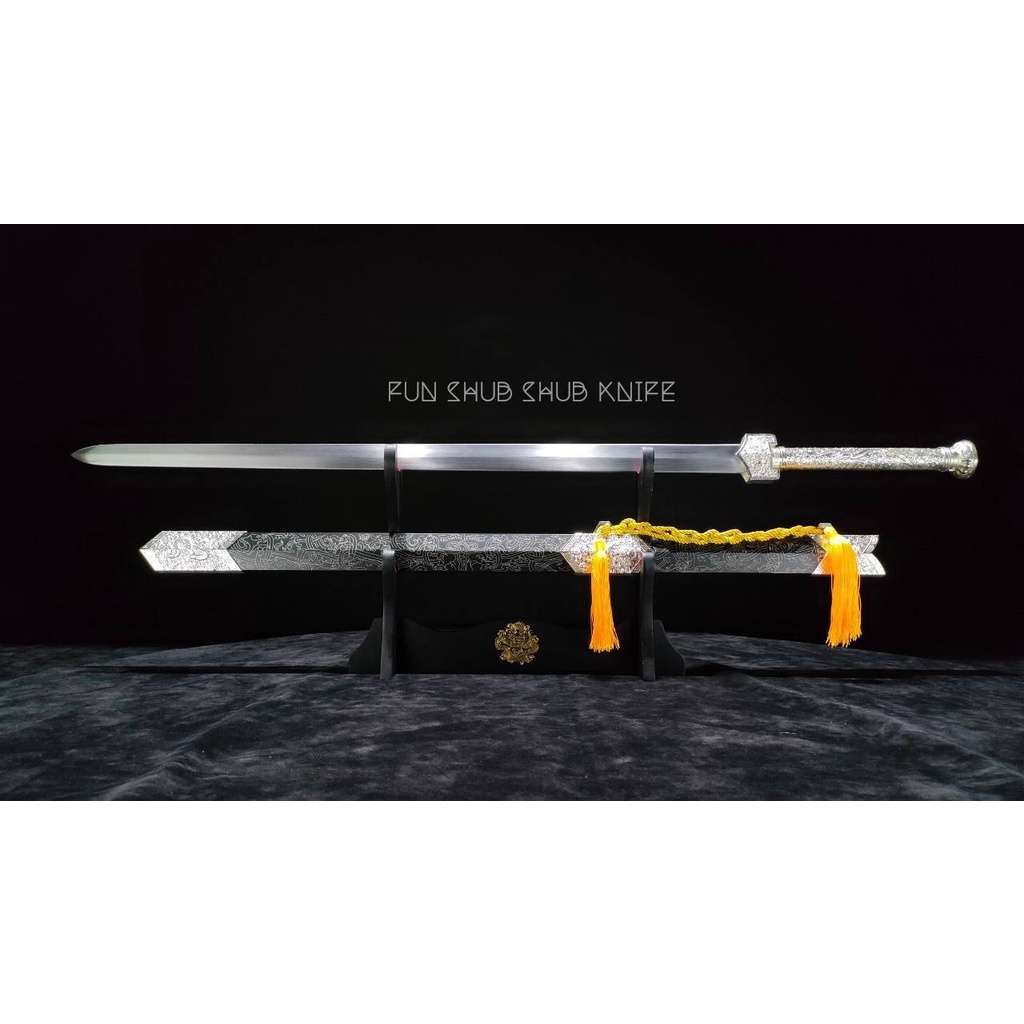 กระบี่จีน ใบกระบี่ทำจากเหล็กกล้าเกรด 1060 ใบมีดเปิดคมทั้ง 2 ด้าน 100% ...