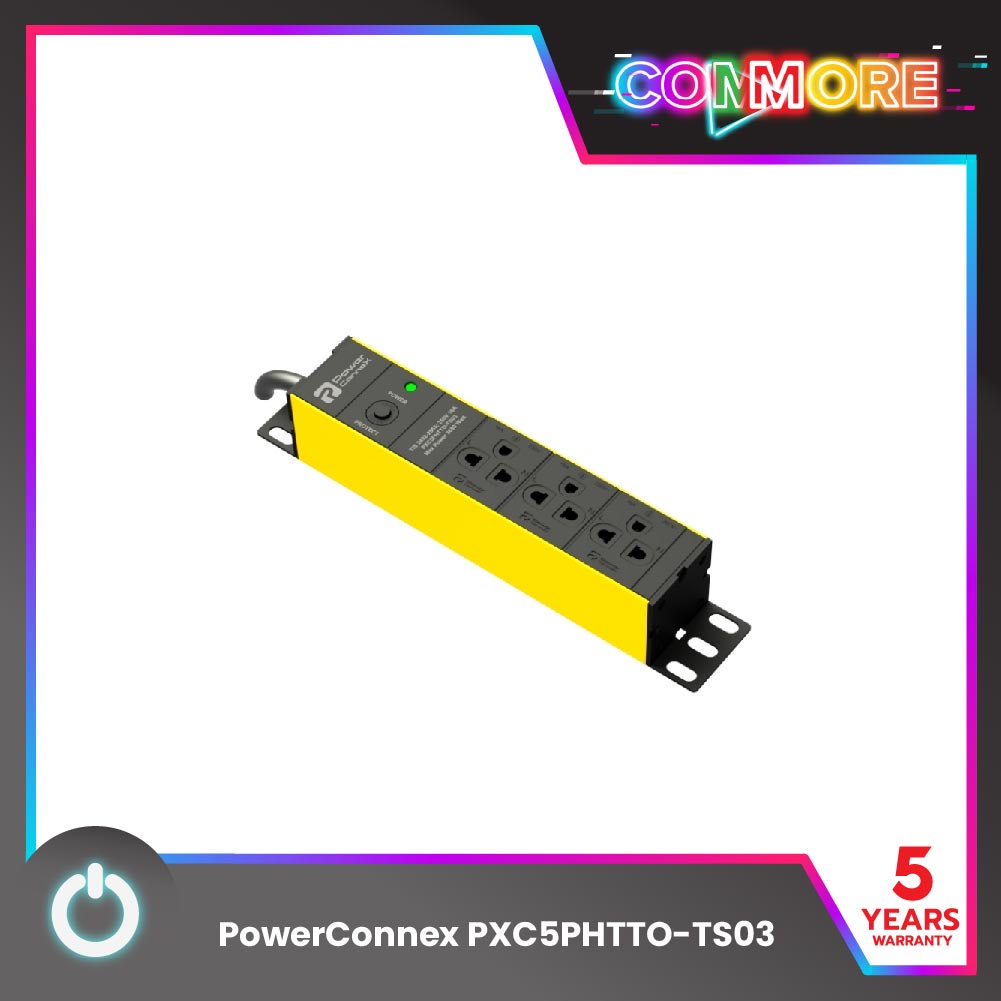 PowerConneX รางปลั๊กไฟ 3 ช่อง (PXC5PHTTO-TS03) กันฟ้าผ่า (10000A) กันไฟกระชาก กันไฟฟ้าลัดวงจรและ ...