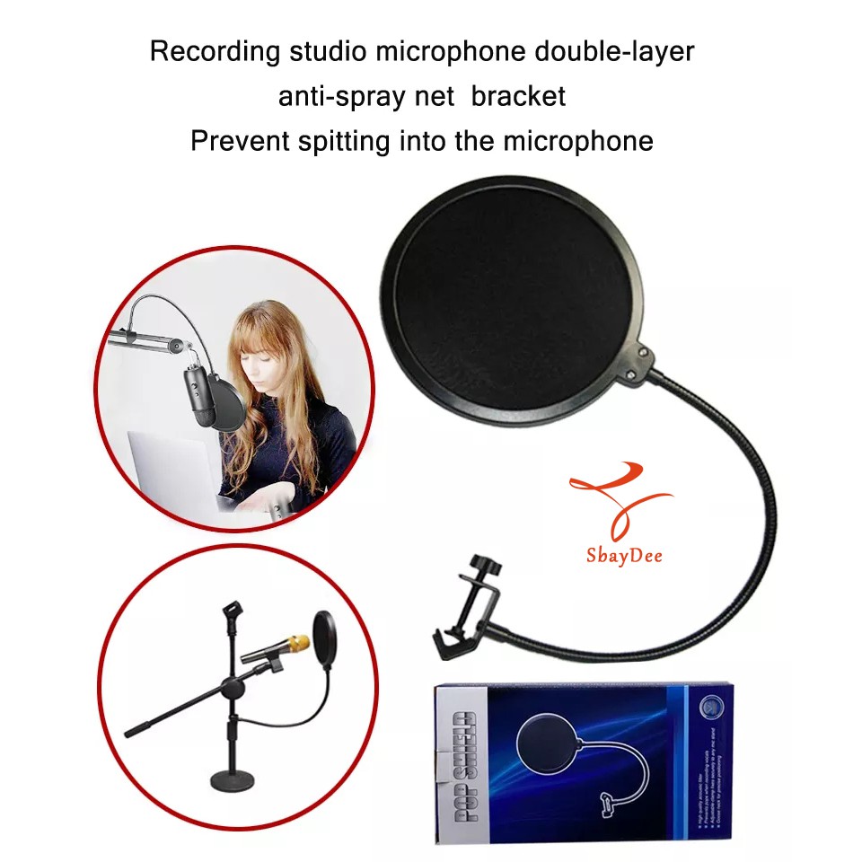 Recording studio microphone double-layer anti-spray net bracket Prevent ...