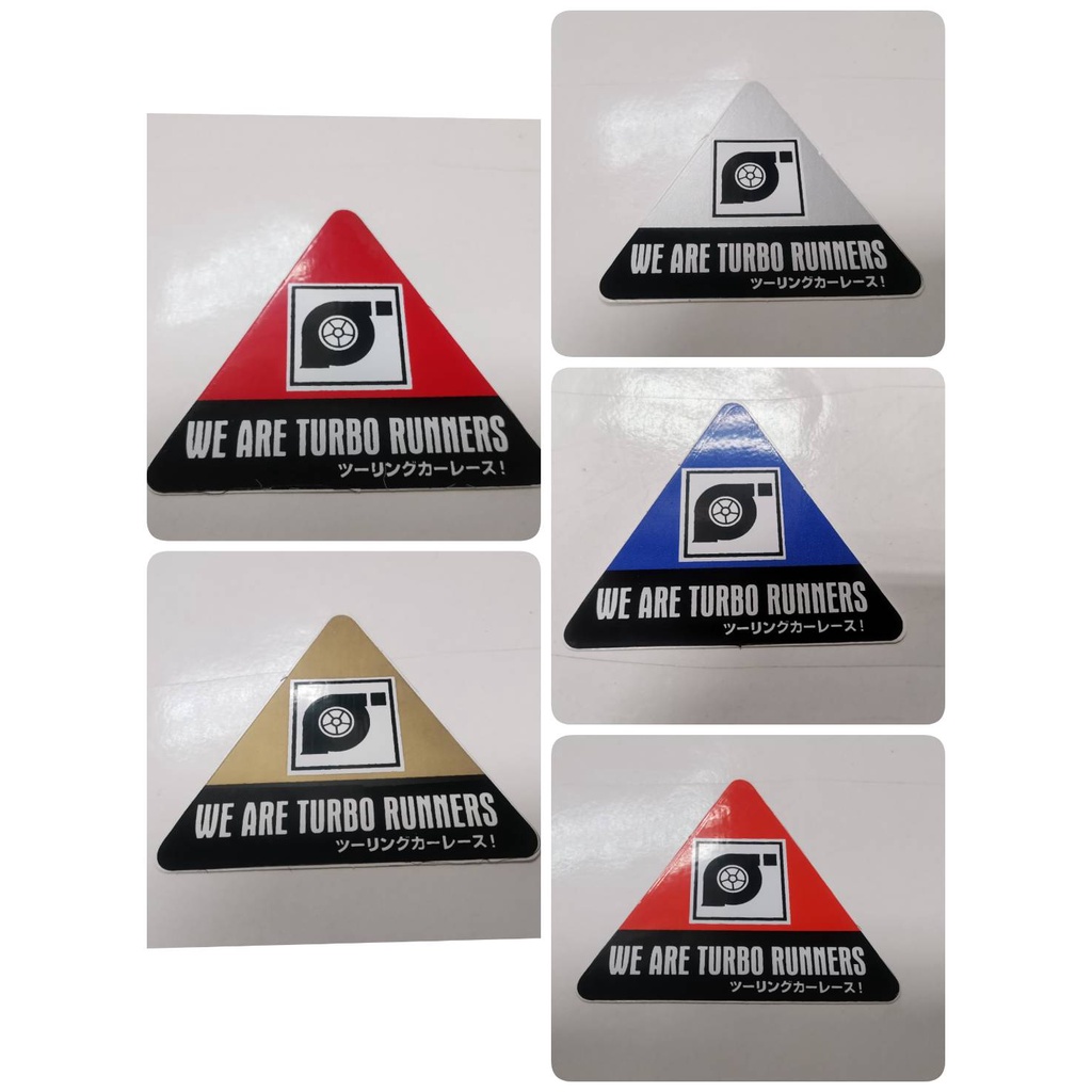 สติ๊กเกอร์สามเหลี่ยม WE ARE TURBO RUNNERS ภาษาญี่ปุ่น sticker ติดรถ ...