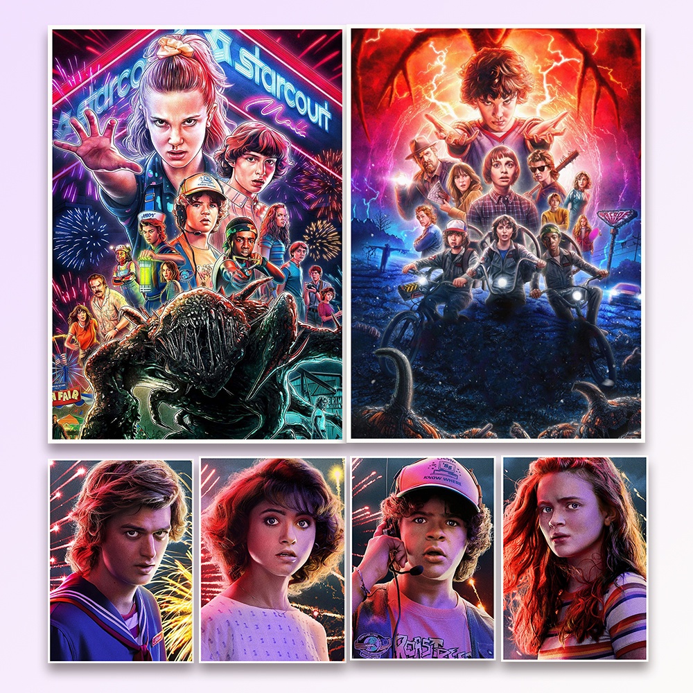 โปสเตอร์ Sci-fi Thriller TV Series Strange Things สไตล์เรโทร สําหรับตก ...