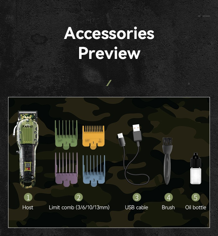 Kemei KM-1926 เครื่องปัตตาเลี่ยนตัดผมไฟฟ้า หน้าจอ LCD ชาร์จ USB | Shopee Thailand