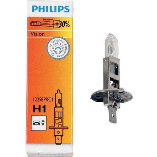 หลอดไฟหน้ารถยนต์ PHILIPS H1 55w 12v Premium Vision +30% (1 หลอด) | Shopee Thailand