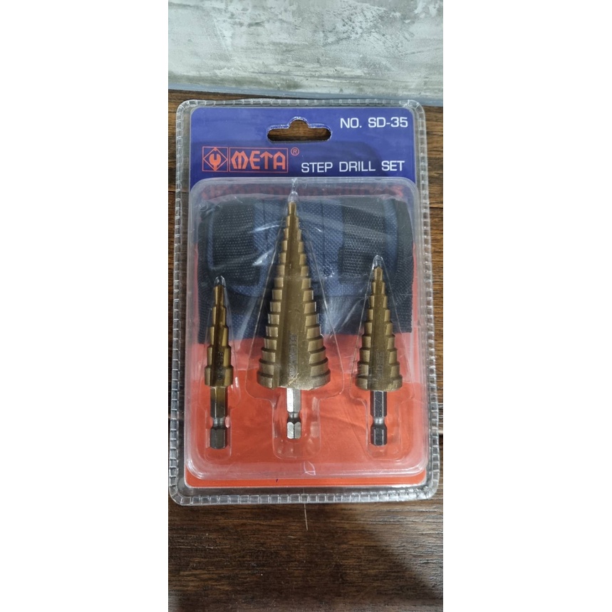 META ดอกเจาะเหล็ก ดอกเจาะไม้ ดอกสว่าน แกนหกเหลี่ยม ดอกเจดีย์เจาะขยายรู STEP DRILL SET ดอกเจดีย์ ...