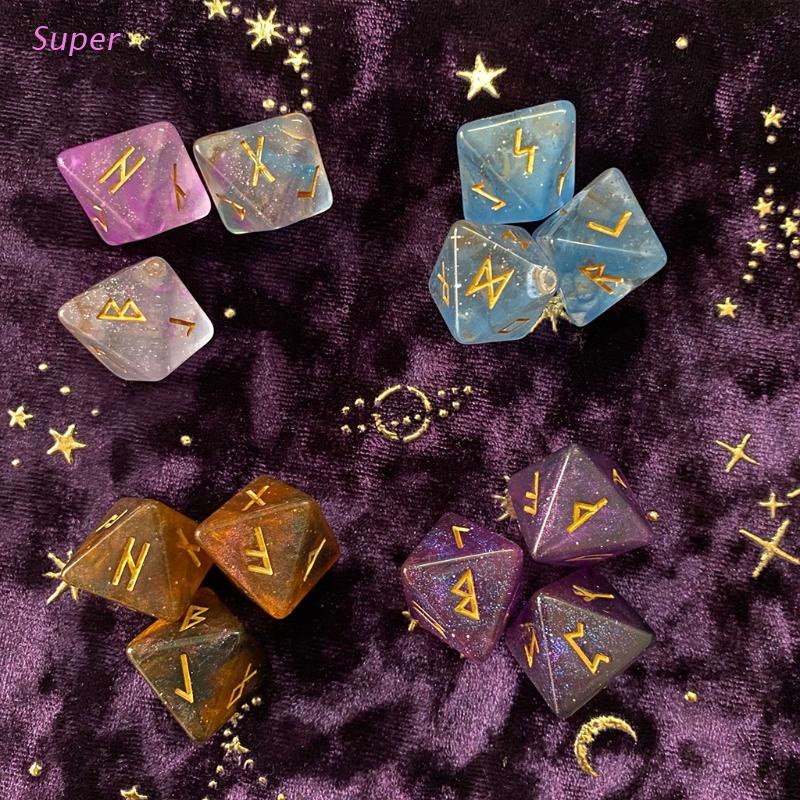 Super 3 Pcs 8-Sided Rune Dice Resin Assorted Polyhedral Dices Set ...