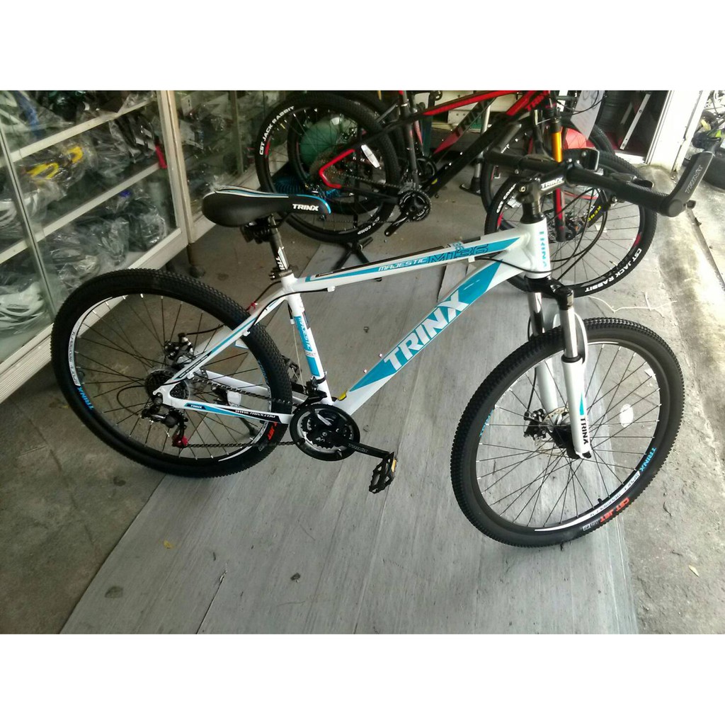 TRINX M136 จักรยานเสือภูเขา เฟรมอลูมิเนียม ไซส์ 17 (สีขาว/ฟ้า ) | Shopee Thailand