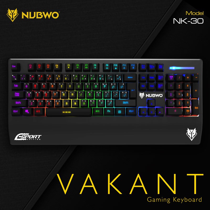 คีย์บอร์ดเกมส์มิ่ง NUBWO VAKANT GAMING KEYBOARD รุ่น NK-30 (ประกัน 1 ปี) | Shopee Thailand