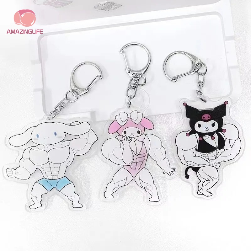พวงกุญแจอะคริลิค จี้การ์ตูนอนิเมะ Sanrio Series Muscle Macho สําหรับ ...