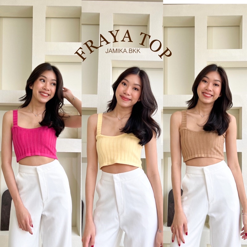 JAMIKA.BKK | Freya top เสื้อไหมพรมร่องแน่น 3 สี | Shopee Thailand