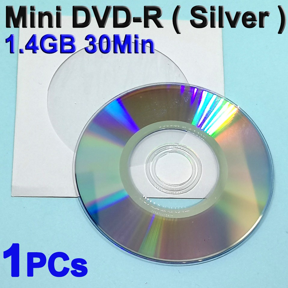 แผ่น Mini DVD-R 1.4GB 30Min ( Silver ) ขนาด 8cm ความเร็วในการเขียน 1-4x ใช้กับกล้อง Camcorder ...