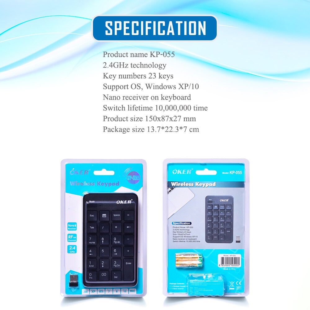 คีบอร์ดตัวเลขไร้สาย OKER NEW Wirless Numeric KeyPad รุ่น KP-055 คีบอร์ดตัวเลขไร้สาย | Shopee ...