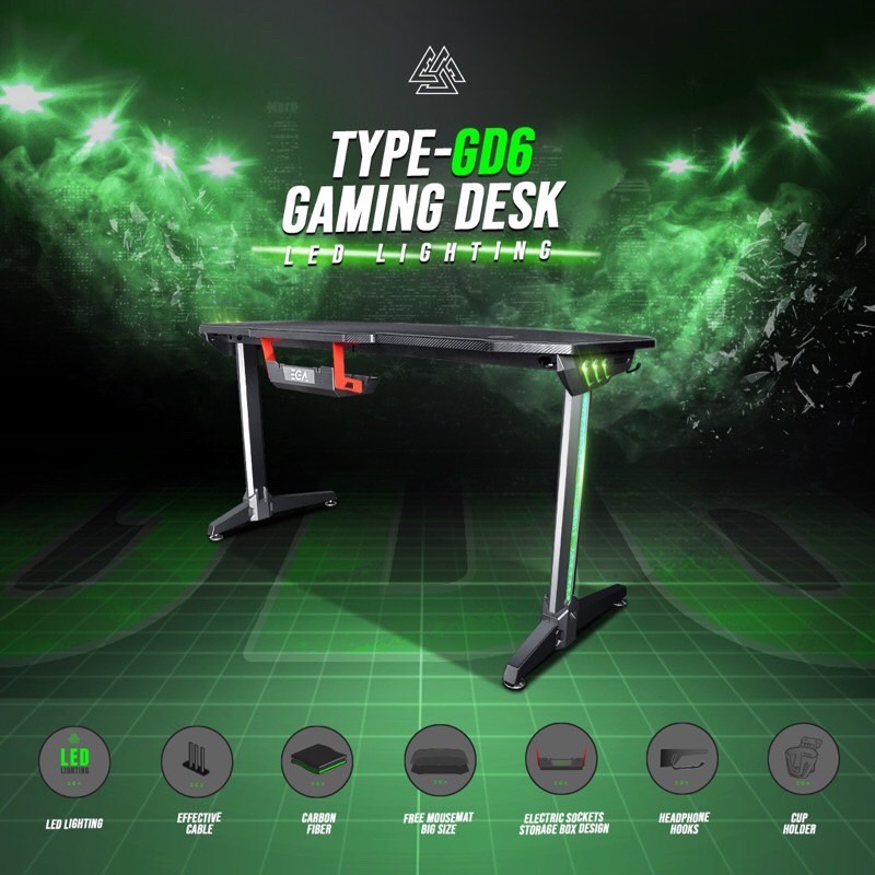TYPE GD6 GAMING DESK โต๊ะเกมส์ มีไฟ สินค้าพร้อมจัดส่งทันที ออกใบกำกับ ...