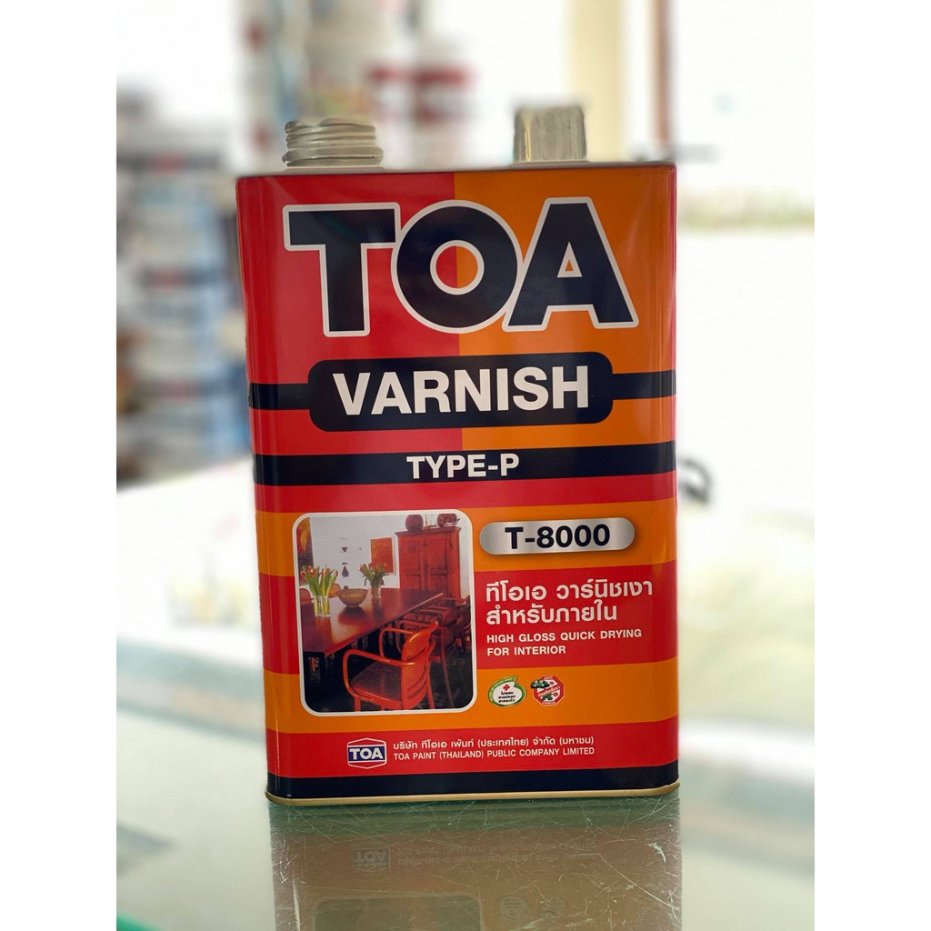 ทีโอเอ วาร์นิช เงา วานิช ภายใน TOA Varnish Gloss T-8000 เพิ่มความเงาและรักษาเนื้อไม้ ขนาด 3.785 ...