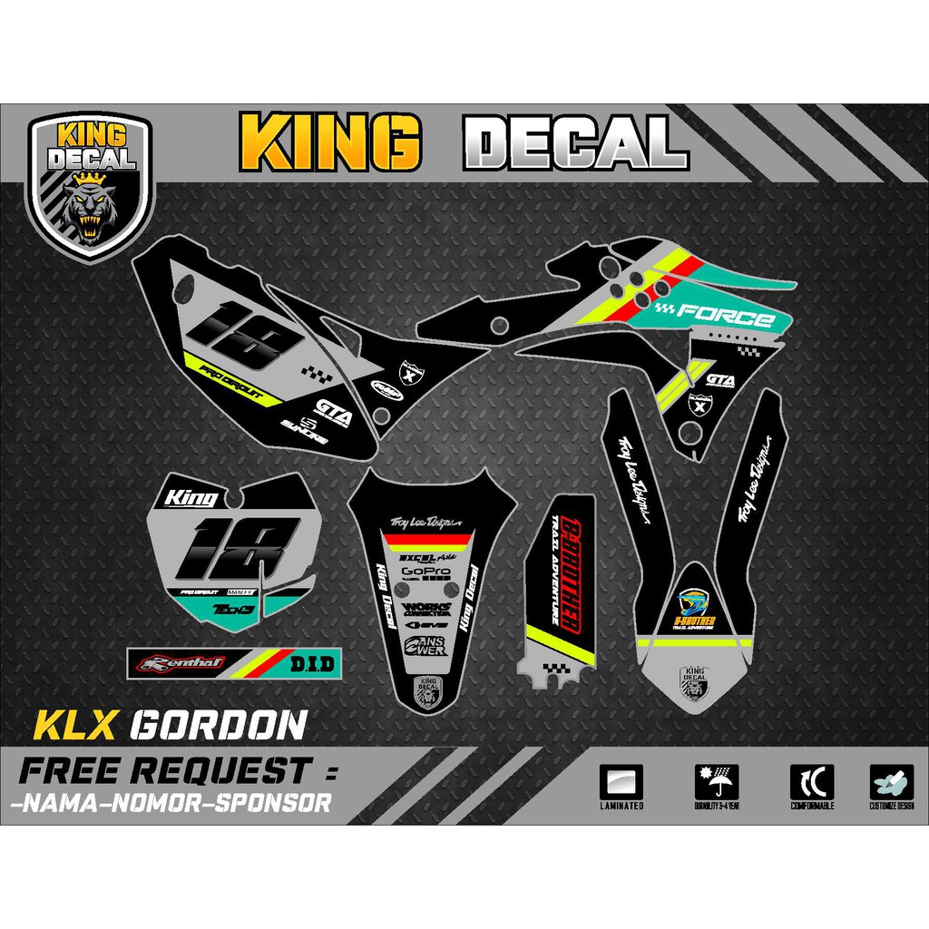 รูปลอก KLX GORDON DECAL KLX BF DECAL KX 85 KLX OLD KLX S DECAL KX ...
