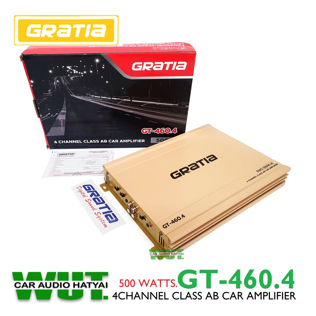 GRATIA เพาเวอร์แอมป์ 4CH Class AB ขับลำโพงเสียงกลางแหลม กำลังขับ 500วัตต์/Watts. GRATIA รุ่น GT ...