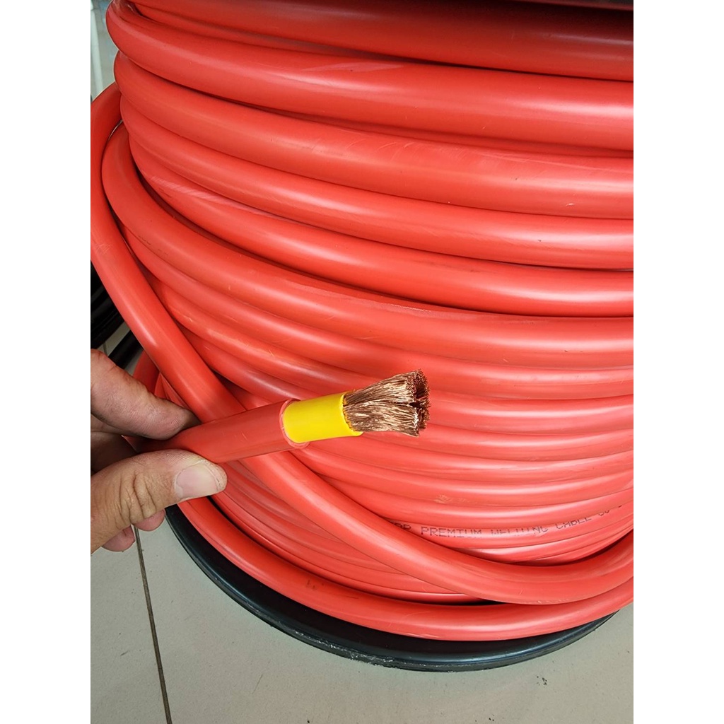 สายไฟแบเตอรี่ สายเชื่อมไฟฟ้า ยี่ห้อ TDP PREMIUM CABLE ขนาด 50 SQ.MM FULLY COPPER มีสีแดงและสีดำ ...