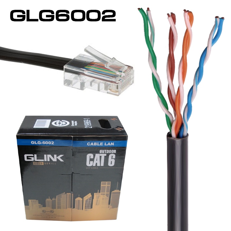 สาย LAN CAT6 UTP CABLE (100m/Box) สำหรับใช้ภายนอก รุ่น GLG6002 (100m) Gold Series GLINK | Shopee ...