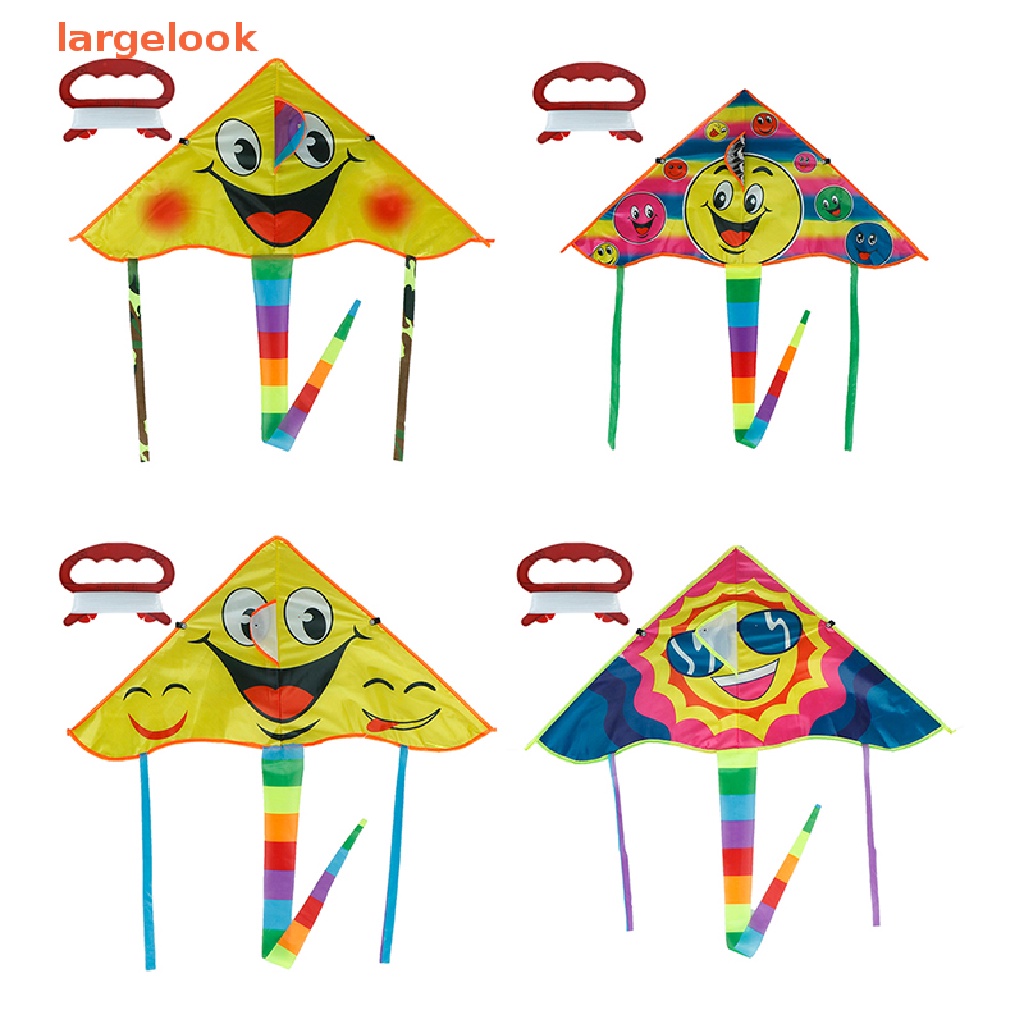 [largelook] 1Set 80*45cm Smiling face kite outdoor sports flying kites ...