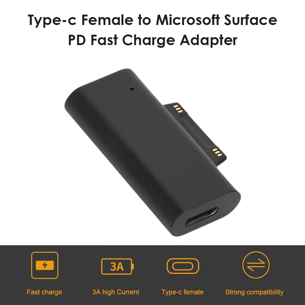 For Microsoft Surface Pro 3-6 Go USB C PD Fast Charging Plug Converter ...