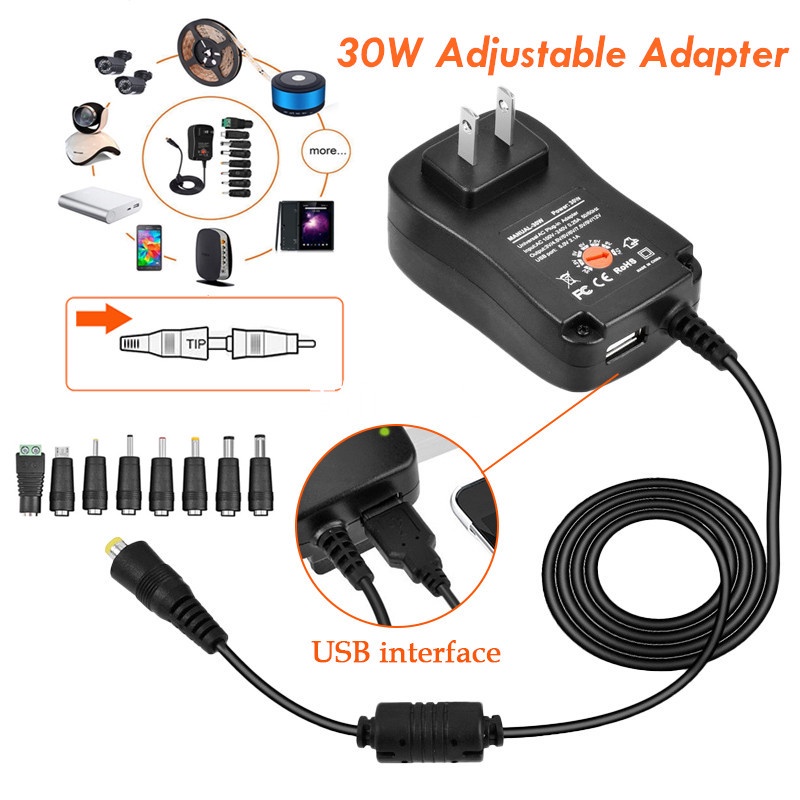 AC/DC Adjustable Adapter อะแดปเตอร์ มี8หัว อะแดปเตอร์ปลั๊กเสียบชาร์จ ...