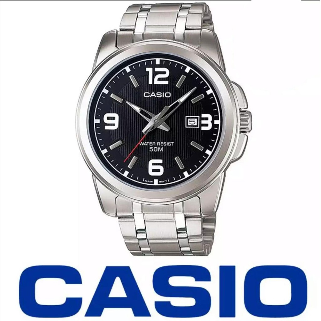 CASIO STANDARD นาฬิกาผู้ชายสายสแตนเลสหน้าปัดสีดำรุ่น MTP-1314D-1AV-100% รับประกันของแท้ 1 ปี ...